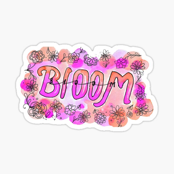 "Bloom Floral Watercolor Lettering" Sticker for Sale by joyousjasmine ...
