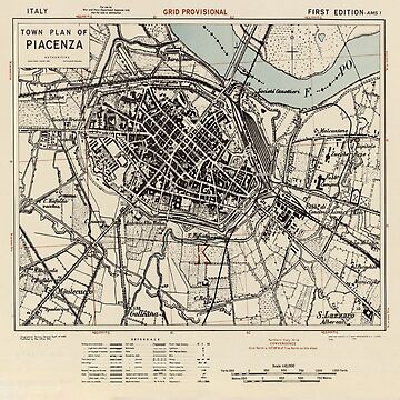 Cascina Vignola Piacenza Map Vintage Map Of Piacenza Italy (1943) Art