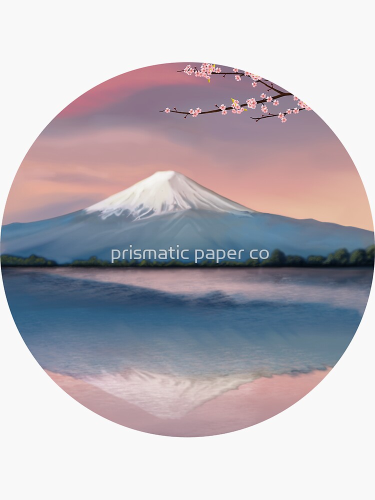"mt fuji with cherry blossoms" Sticker for Sale by brickelle | Redbubble