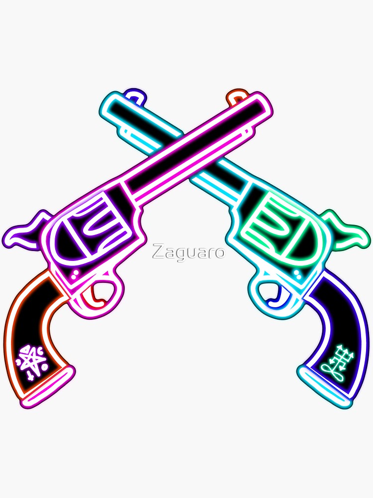"NEON SIX SHOOTERS" Sticker for Sale by Zaguaro | Redbubble