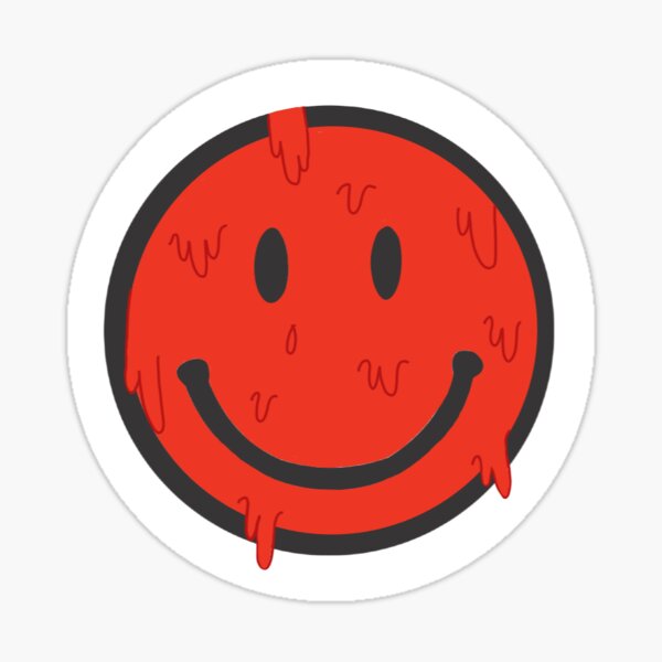 "Red Dripping Smiley Face" Sticker for Sale by LaurenCastano | Redbubble