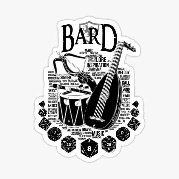 "RPG Class Series: Bard - Black Version" Sticker for Sale by Milmino ...