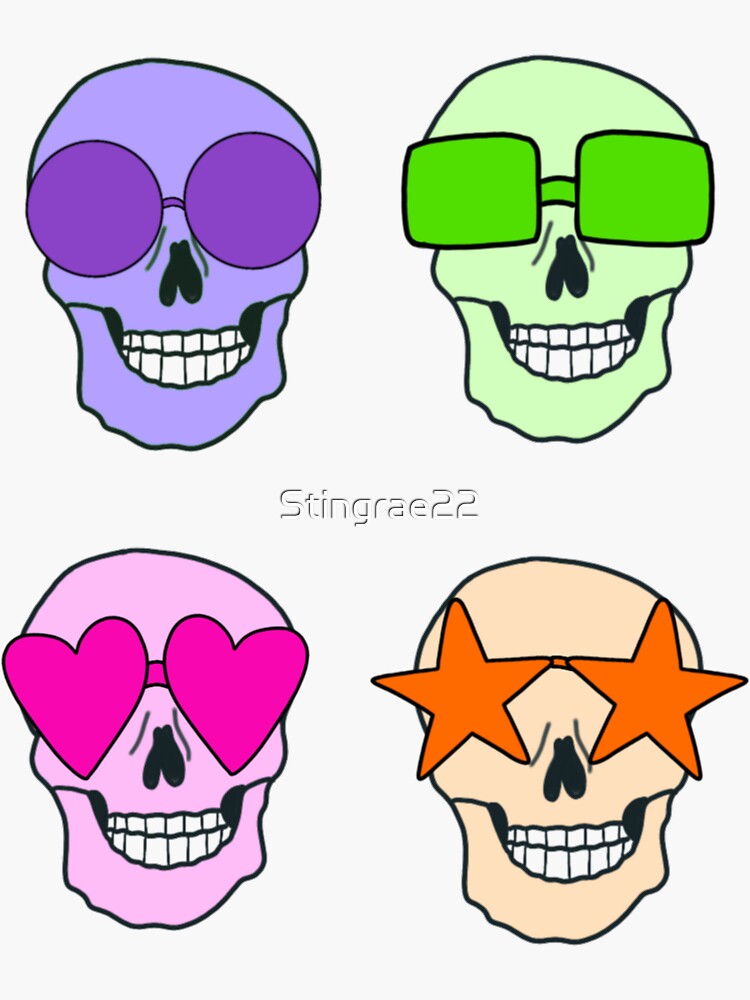 "Colorful Skull Pack" Sticker for Sale by Stingrae22 | Redbubble