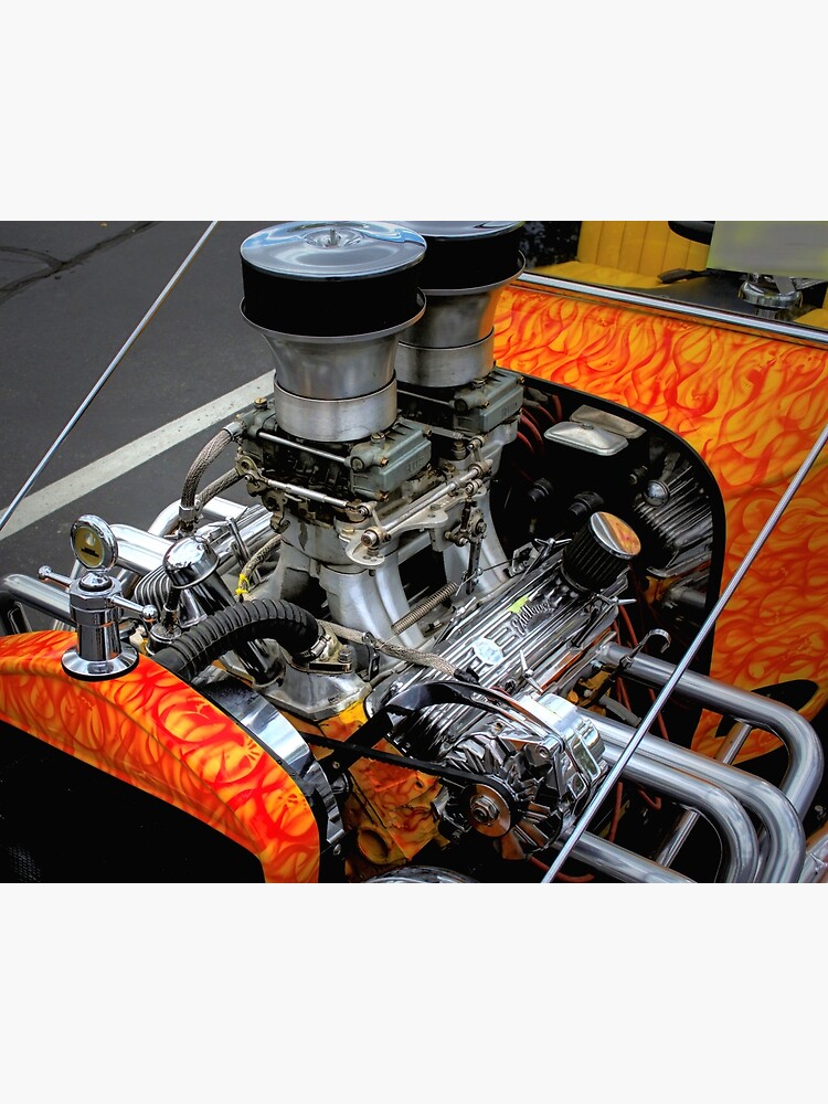 Lámina metálica « doble admisión de cuatro barriles en el motor Chevy ...