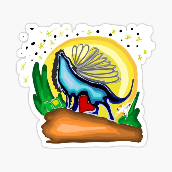 "The Blue Howling Wolf " Sticker for Sale by Drawdraw1 | Redbubble
