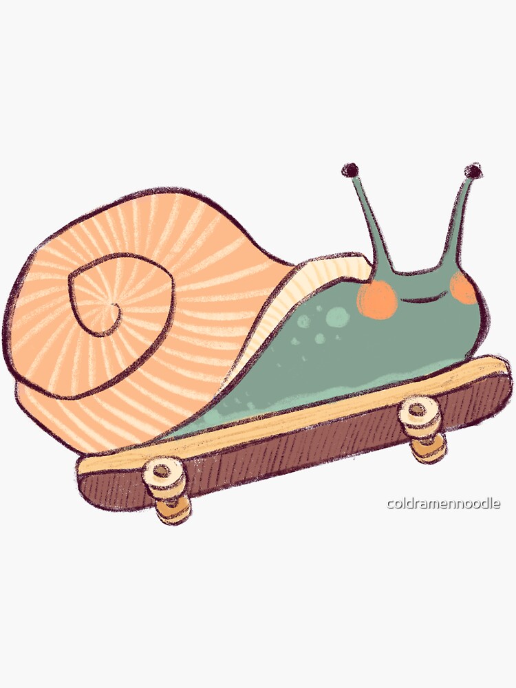"snail on a skateboard" Sticker for Sale by coldramennoodle | Redbubble