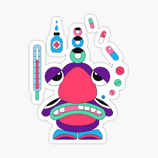 "Cartoon sick" Sticker for Sale by AndreyKENO | Redbubble