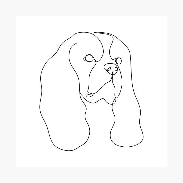 "Cocker spaniel puppy portrait line drawing illustration. One Line Art ...