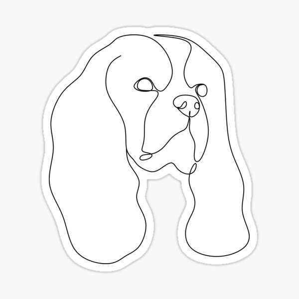 "Cocker spaniel puppy portrait line drawing illustration. One Line Art ...