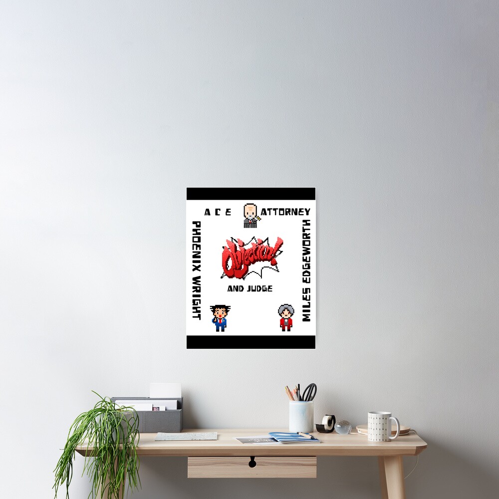 "Phoenix Wright, Miles Edgeworth Ace attorney pixel art poster" Poster ...