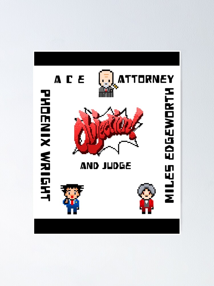 "Phoenix Wright, Miles Edgeworth Ace attorney pixel art poster" Poster ...