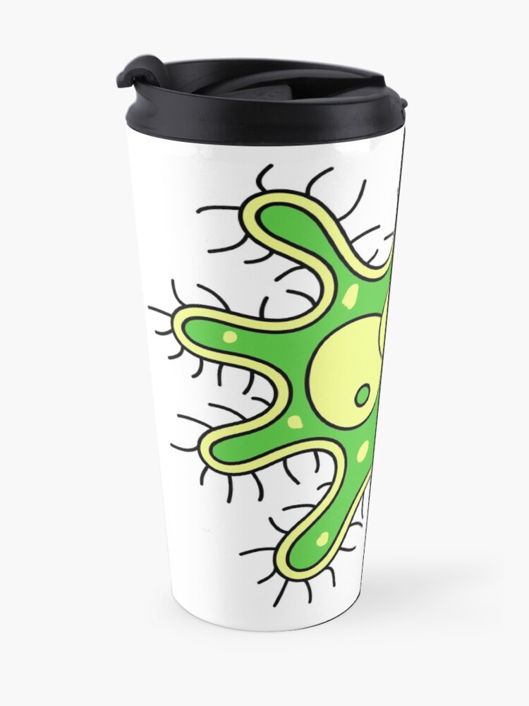 "Green cartoon germ character" Travel Coffee Mug for Sale by UDDesign ...