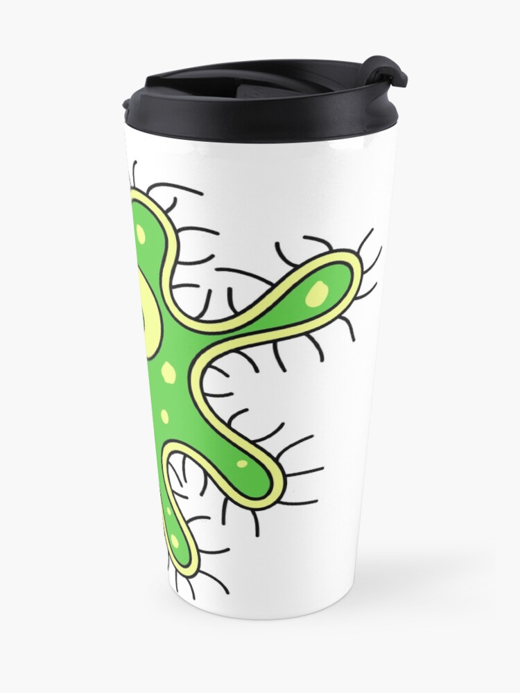 "Green cartoon germ character" Travel Coffee Mug for Sale by UDDesign ...
