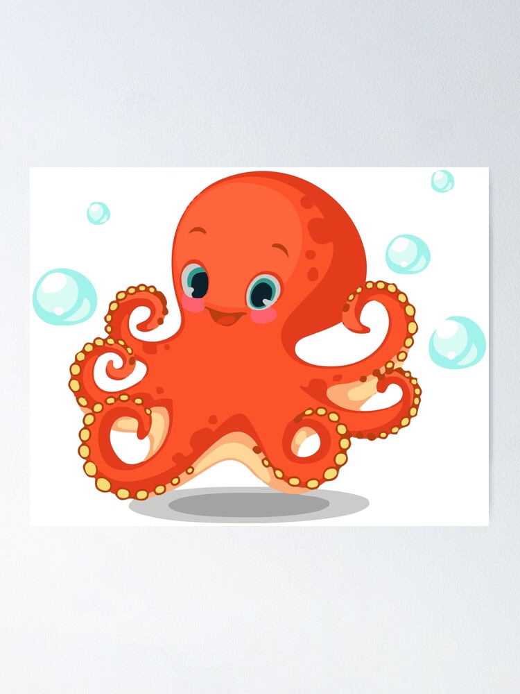 "cute octopus cartoon" Poster by Radouaneelk | Redbubble