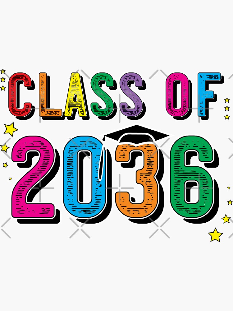 "Class Of 2036 Grow With Me Graduation Senior" Sticker by ZNOVANNA ...