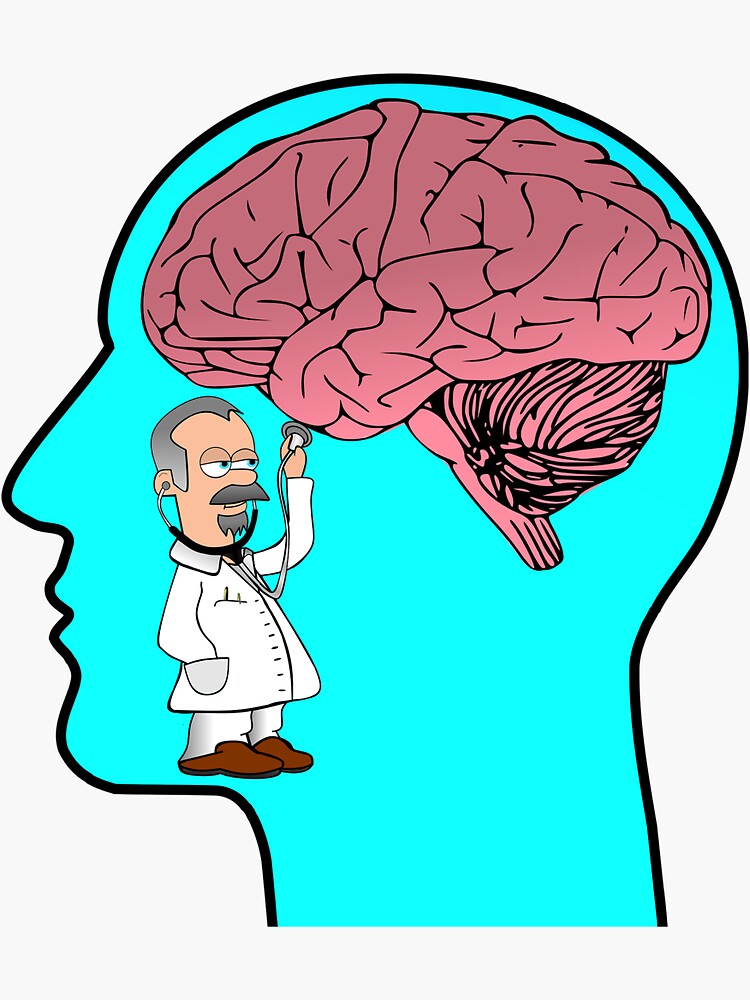 "Brain doctor cartoon" Sticker for Sale by thenameisemma | Redbubble