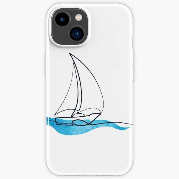 "Hydro Flask sticker - ocean blue watercolor wave and sailboat | Line ...