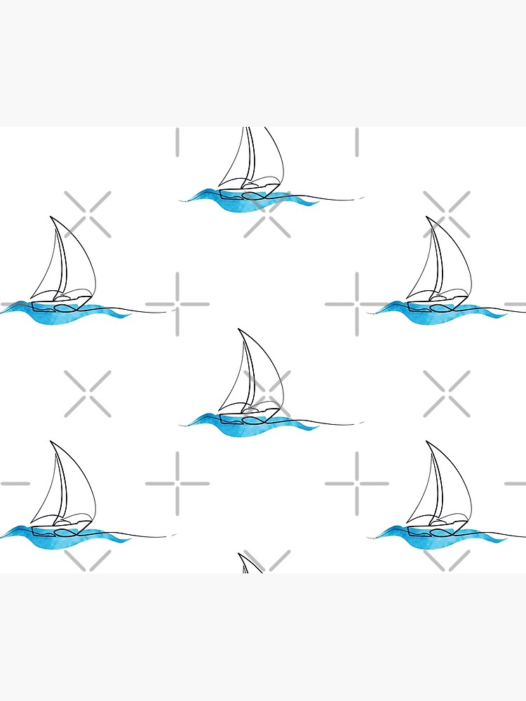 "Hydro Flask sticker - ocean blue watercolor wave and sailboat | Line ...