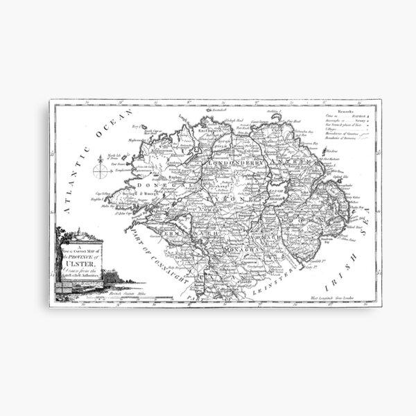 "Ulster Map 1786" Canvas Print by VintageLevel | Redbubble