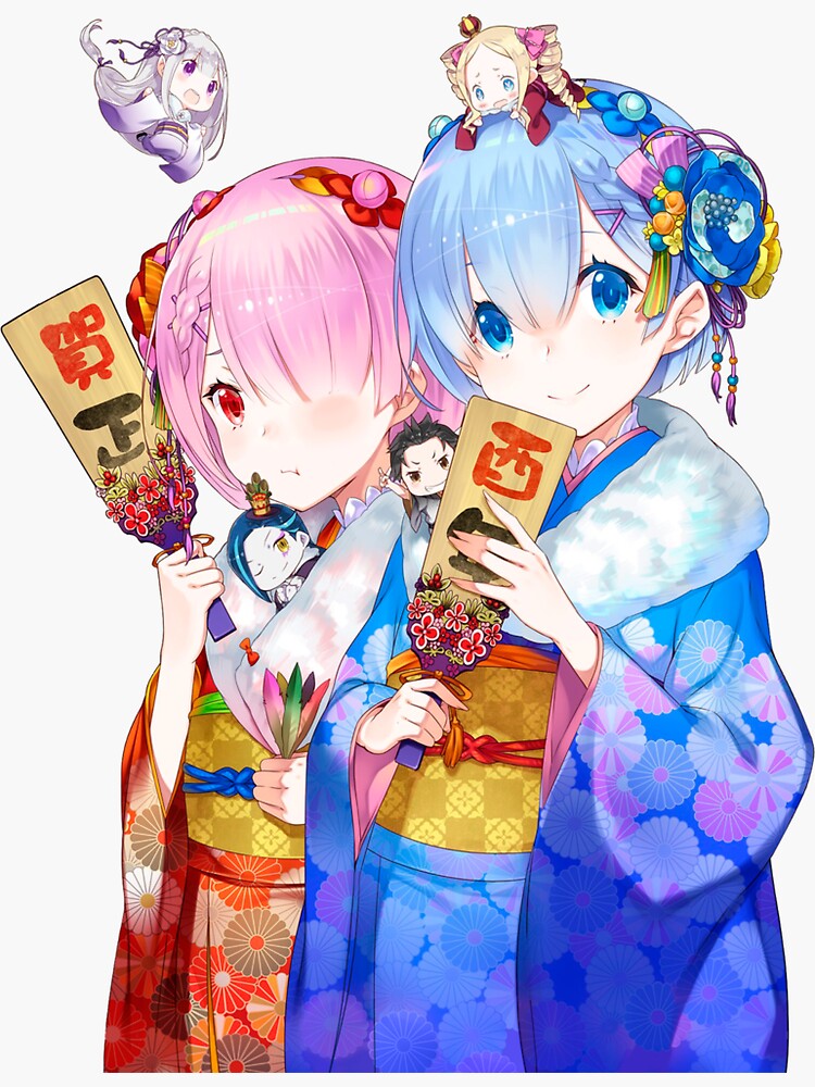 "Ram und Rem Kawaii Re Zero Chibi" Sticker von MiroteiEmpire | Redbubble
