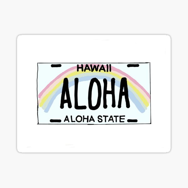 "aloha license plate" Sticker for Sale by dreamycrafts | Redbubble