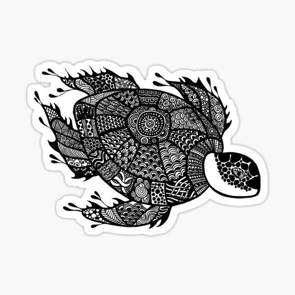"Turtle Black and White Doodle Art" Sticker for Sale by hellomartywoods ...