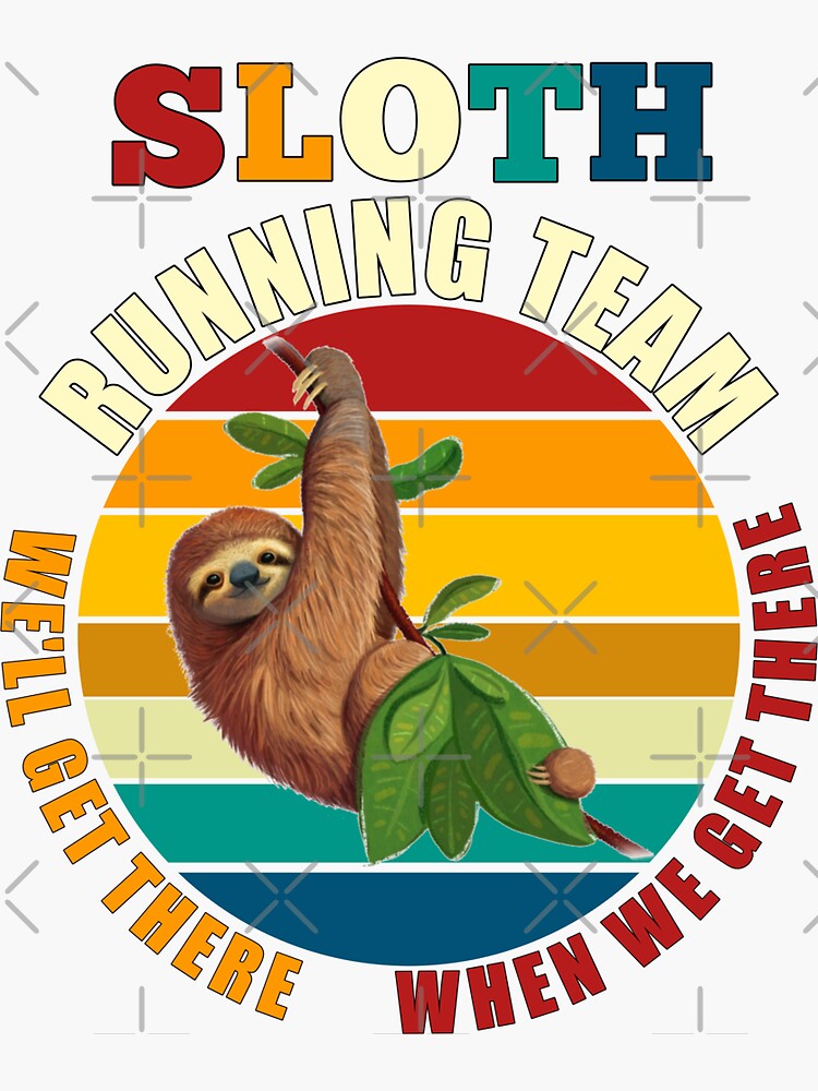 "Sloth running team" Sticker for Sale by TopDesignArt | Redbubble