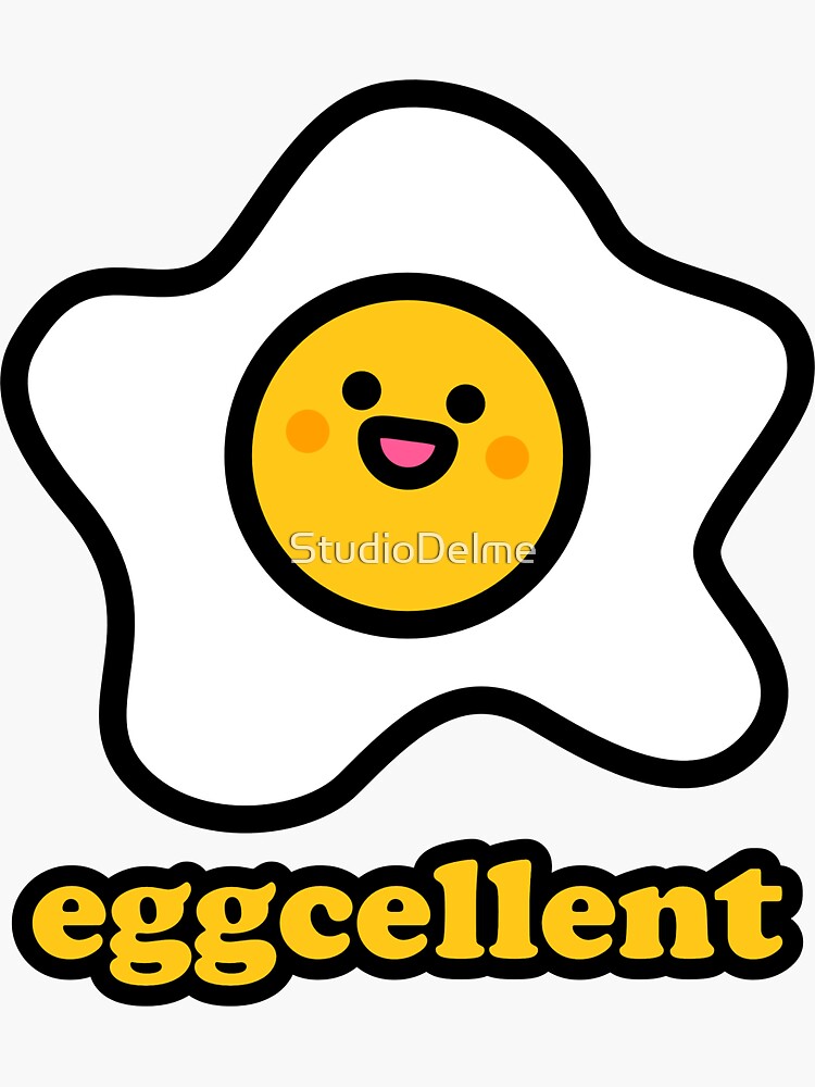 "Eggcellent!" Sticker for Sale by StudioDelme | Redbubble