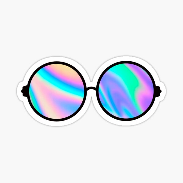 "Holographic Round Frame Aesthetic Sunglasses" Sticker by aachalgunda ...