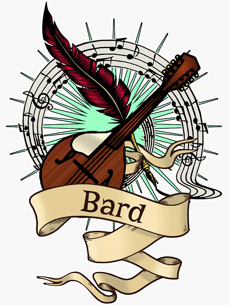 "Bard with Scrolly Banner" Sticker for Sale by Glynli | Redbubble