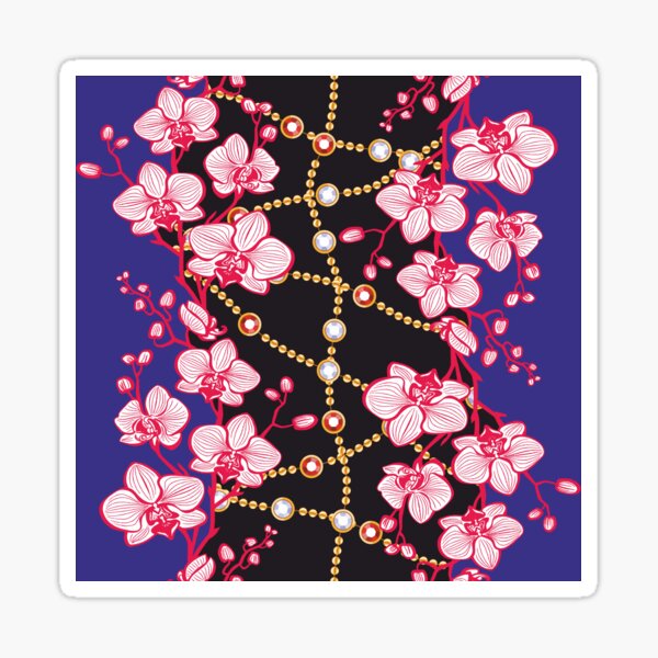 "Pink flowers with gold chains" Sticker for Sale by KalavartStudio ...