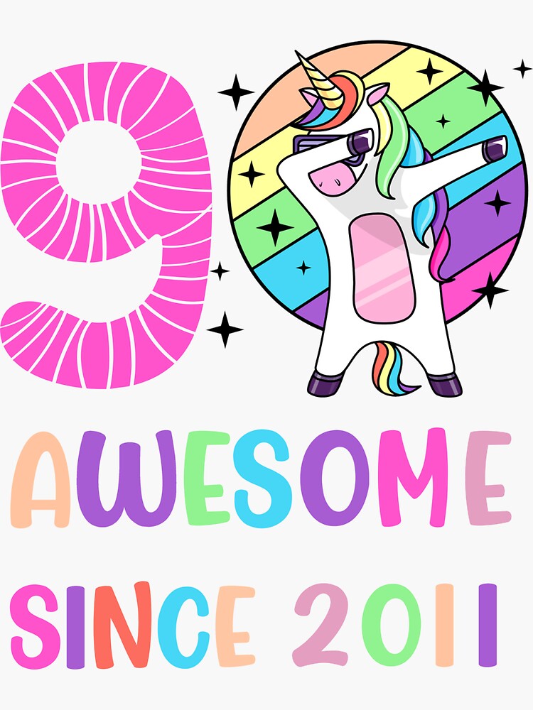 "9th Birthday Unicorn Dabbing, 9 Years Old, 9th Birthday Unicorn, Birthday Shirts For Girls, 9 ...