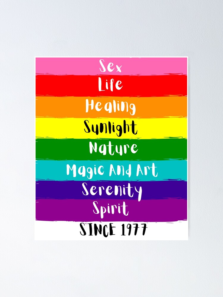 "Gilbert Baker Pride Flag Meaning" Poster for Sale by ZayZayDesigns ...