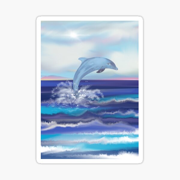 "Dolphin Jumping" Sticker by janeynic | Redbubble