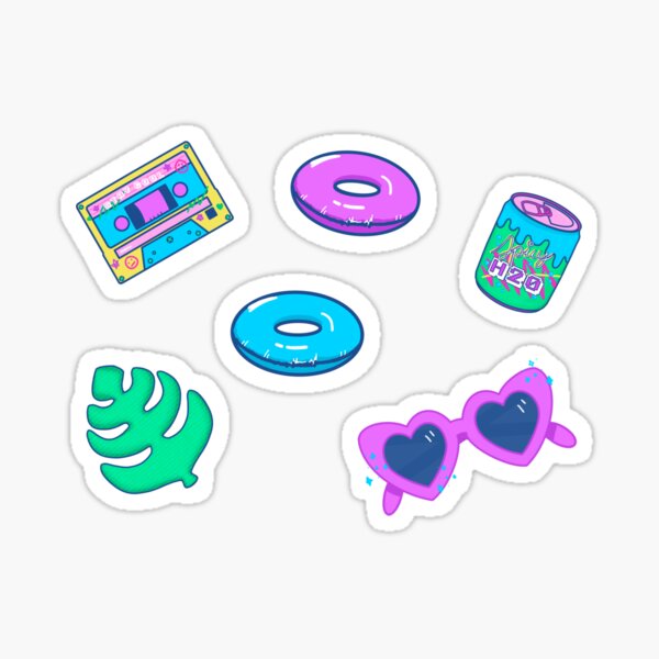 "Mamu Tropical Retro kawaii stickers vapor wave neon aesthetic sticker ...
