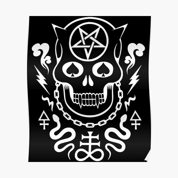Póster «Calavera de Satanás con pentagrama y serpientes» de ...