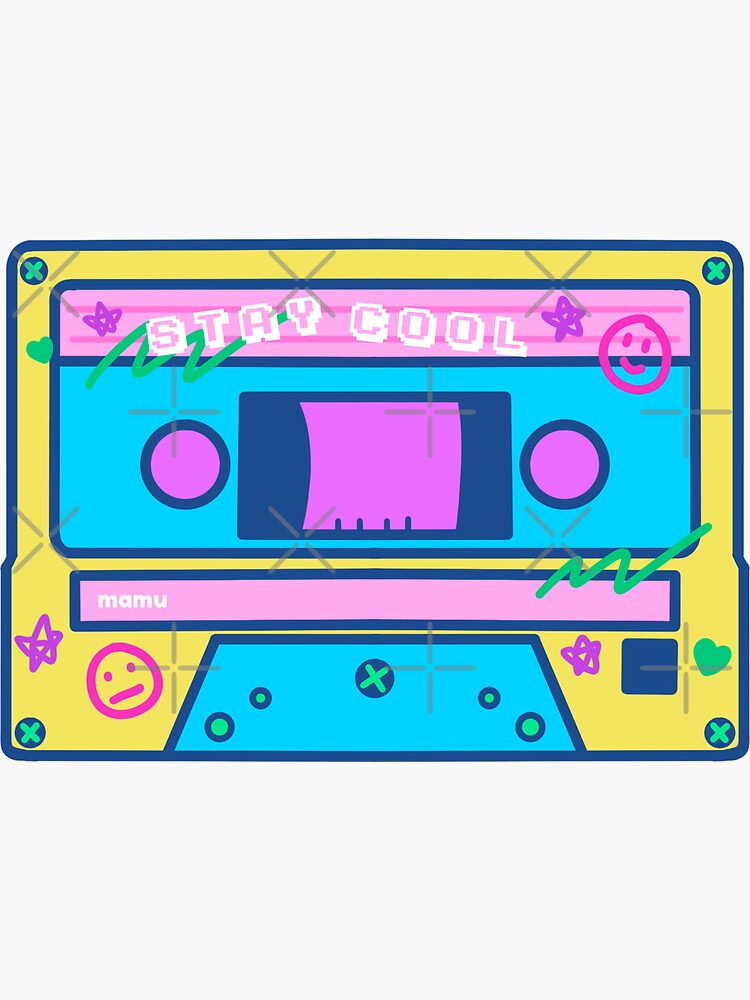 "Mamu Tropical Retro kawaii stickers vapor wave neon aesthetic sticker ...