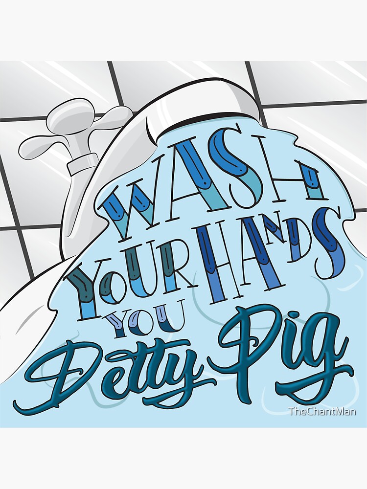 "Wash Your Hands You Detty Pig" Sticker for Sale by TheChantMan | Redbubble