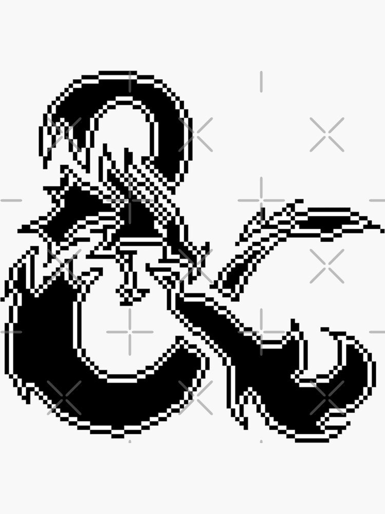 "8-bit D&D dragon ampersand - white" Sticker for Sale by -phobox ...