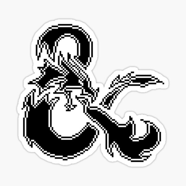 "8-bit D&D dragon ampersand - white" Sticker for Sale by -phobox ...