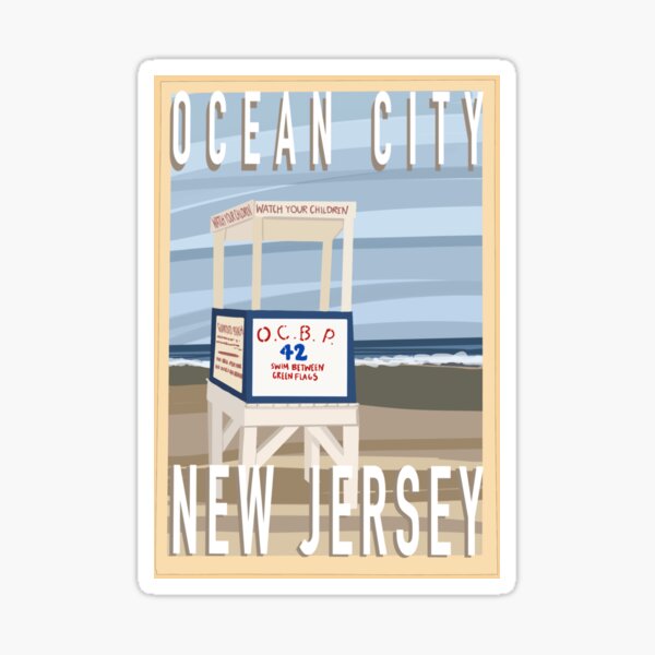 "Ocean city " Sticker for Sale by sandpiperco | Redbubble