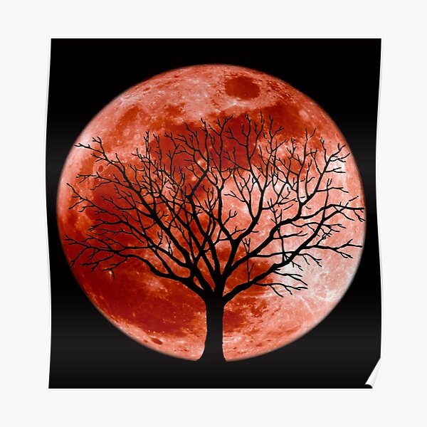 "Red Moon Tree" Poster for Sale by talesanura | Redbubble
