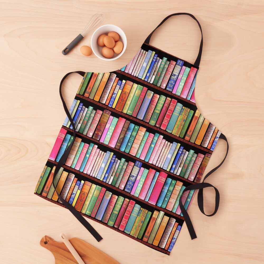 "Bookworm Antique book library, vintage book shelf" Apron for Sale by ...