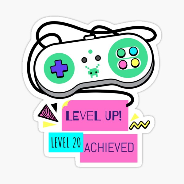 "Level 20 Achieved" Sticker for Sale by IcyTees | Redbubble
