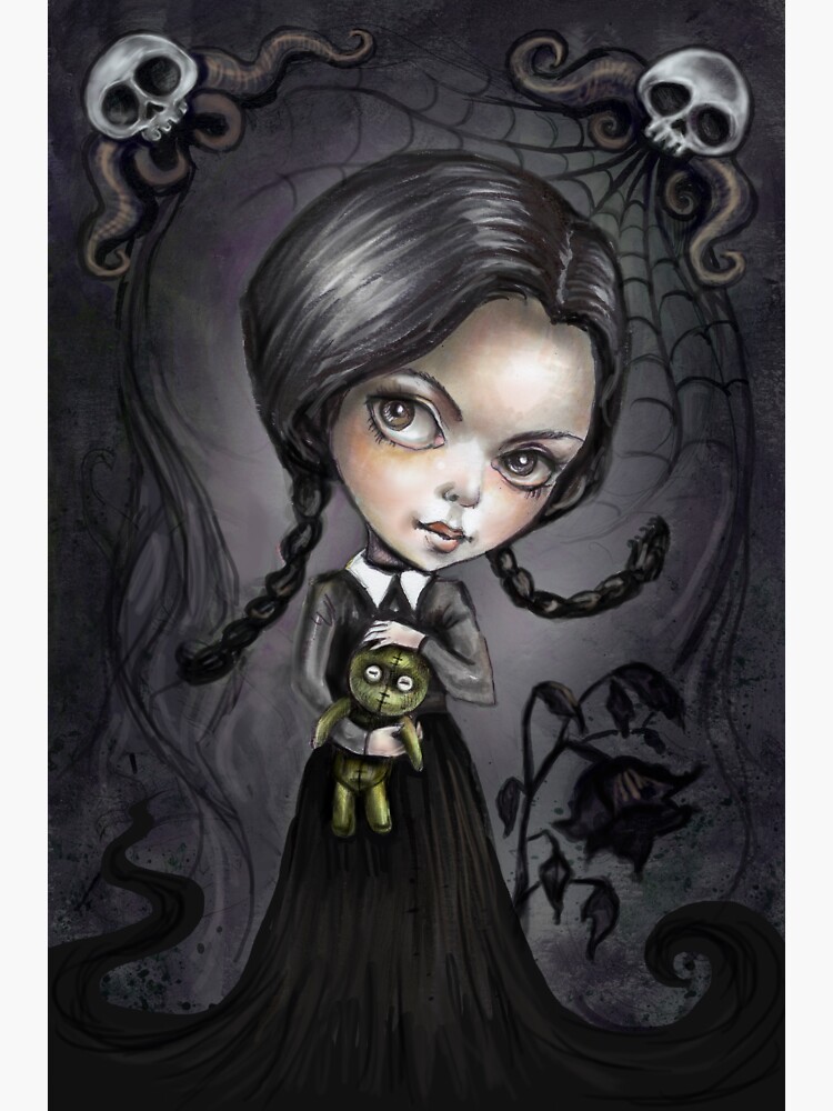 "Gloomy Girl Wednesday Addams" Sticker for Sale by DianaLevinArt ...