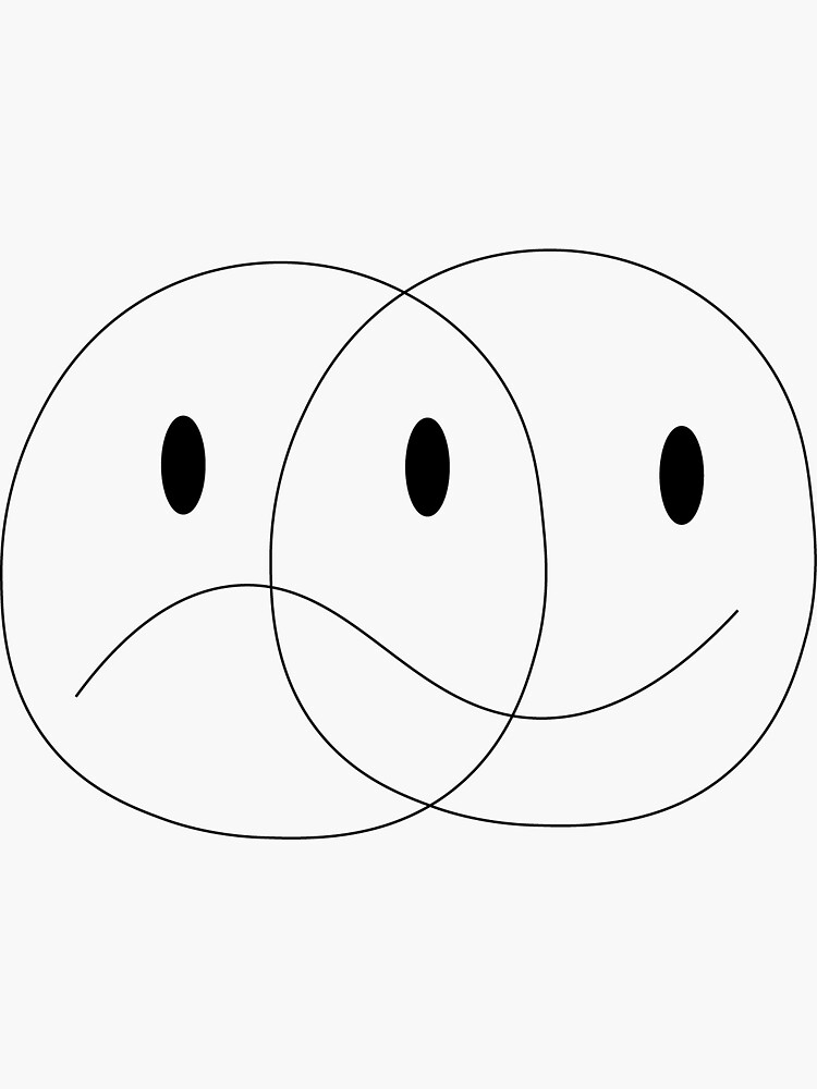 "Mixed Emotions smiley face sticker" Sticker by jordmarkss | Redbubble