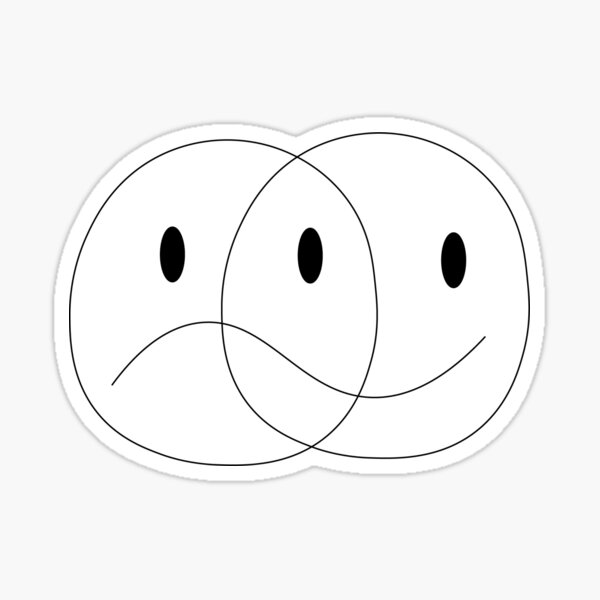 "Mixed Emotions smiley face sticker" Sticker by jordmarkss | Redbubble