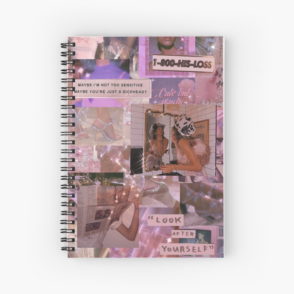 "y2k glitter pink collage " Spiral Notebook by stse3 | Redbubble