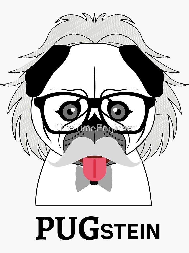 "Cute Pug Dog Science Physics" Sticker for Sale by OneTimeEngineer ...