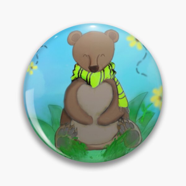 "Cuddly Brown Bear" Pin for Sale by ThatGirlDoodles | Redbubble
